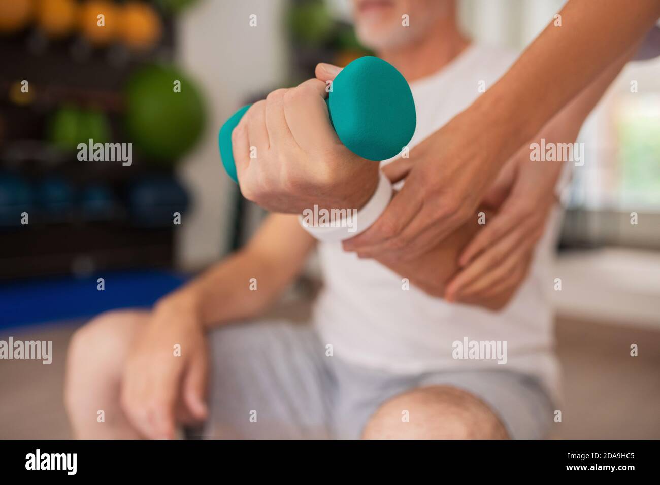 Close up picture of human hand with a dumbbell Stock Photo - Alamy