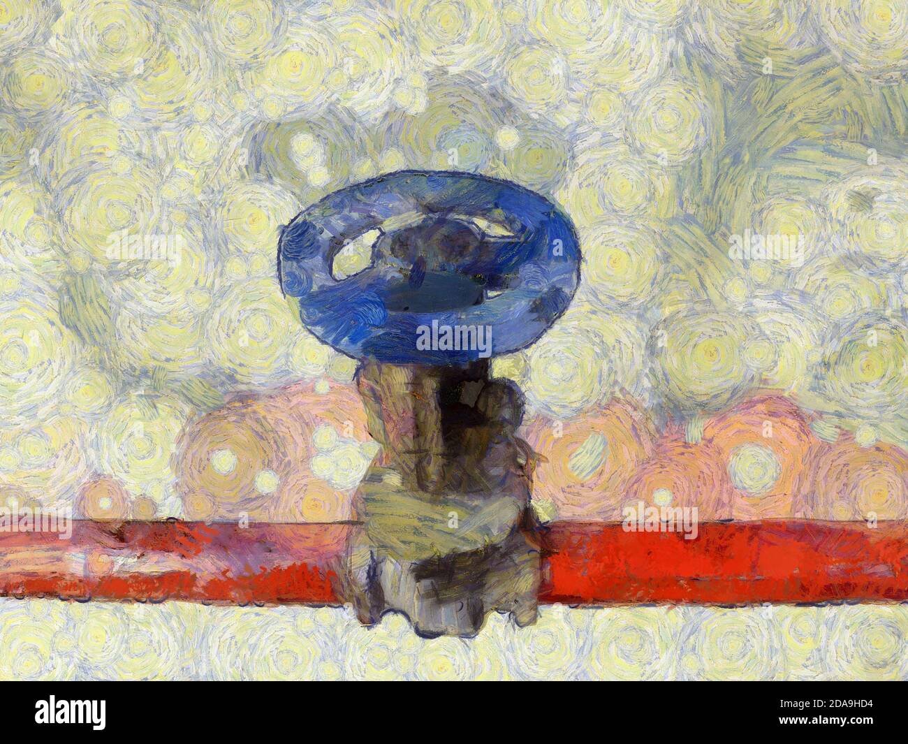 Red fire extinguisher valve and hose Illustrations creates an ...