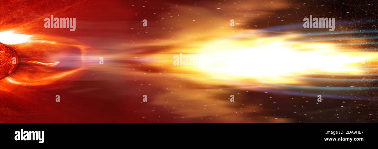 A bright comet with large dust and gas trails. Elements of this image ...