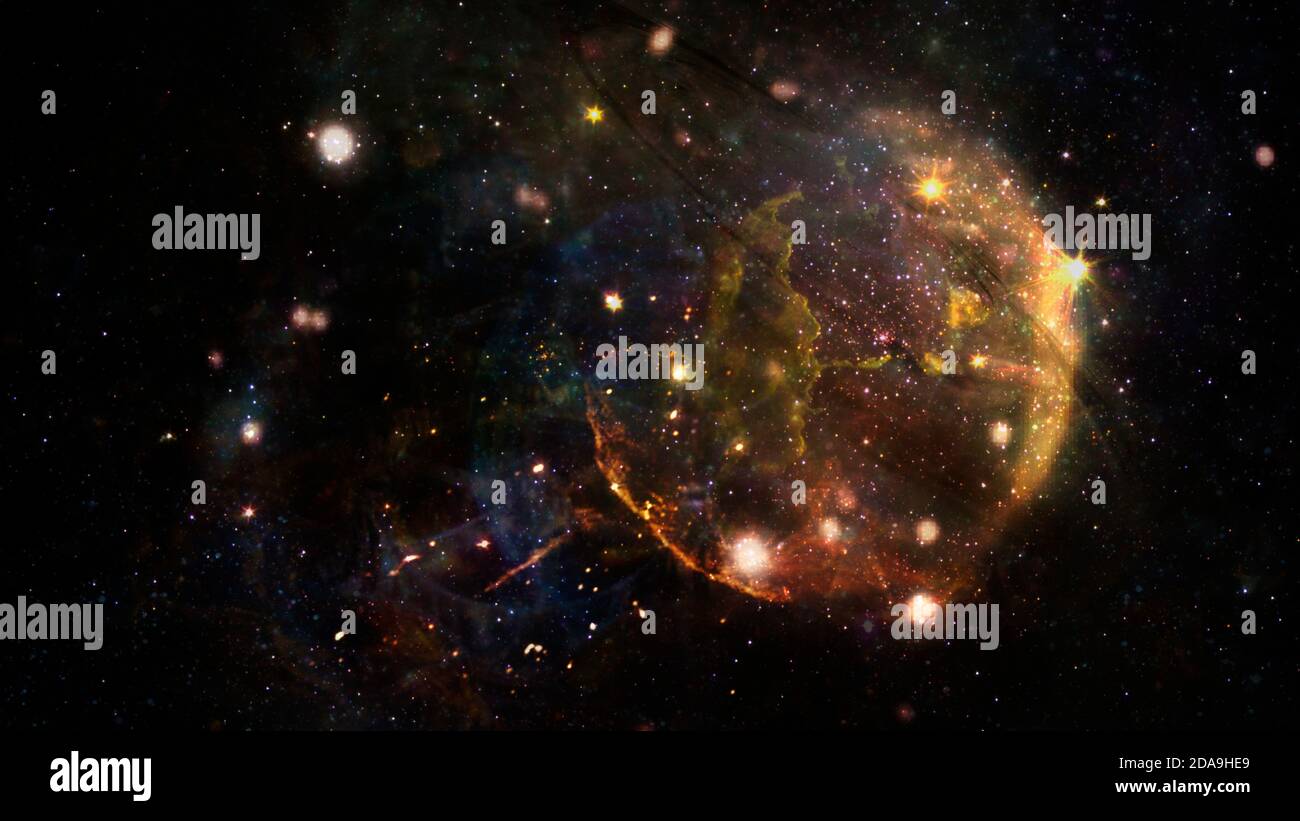 Scene with alien gas planet and stars in outer space showing the beauty ...