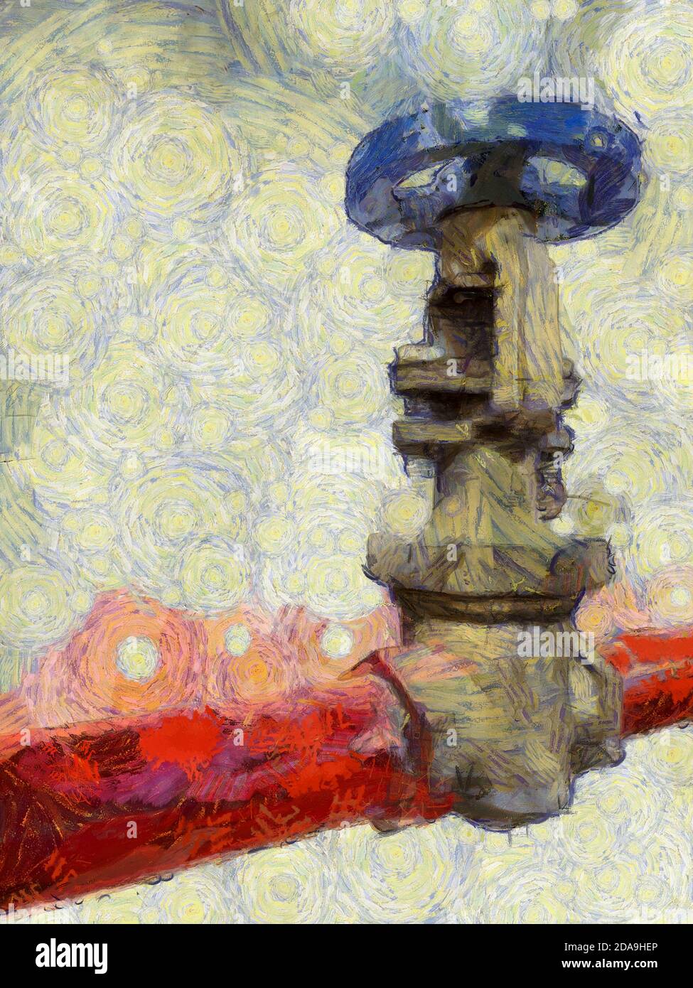 Red fire extinguisher valve and hose Illustrations creates an ...