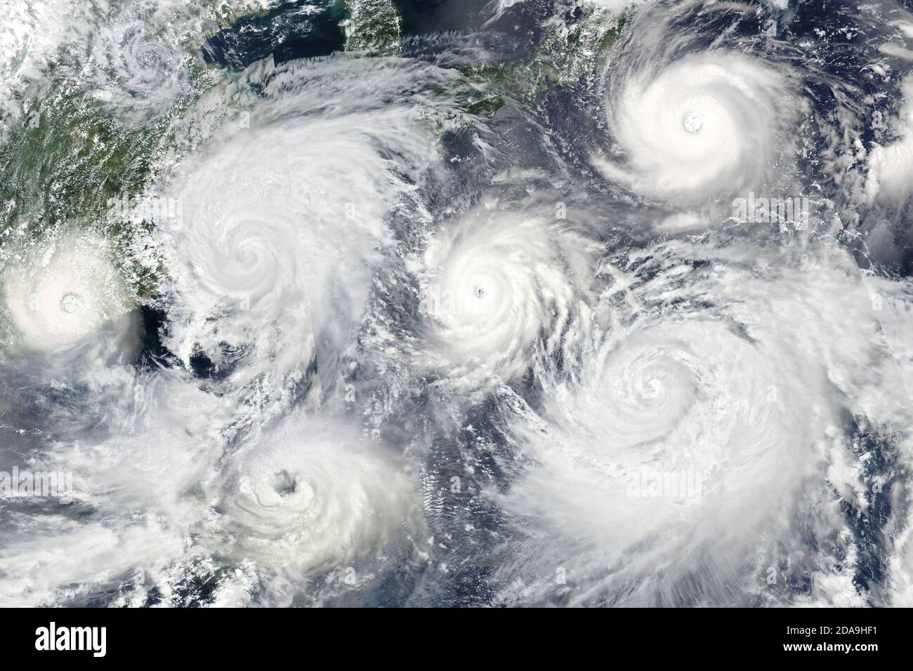 Collage with many hurricanes. Elements of this image furnished by NASA ...