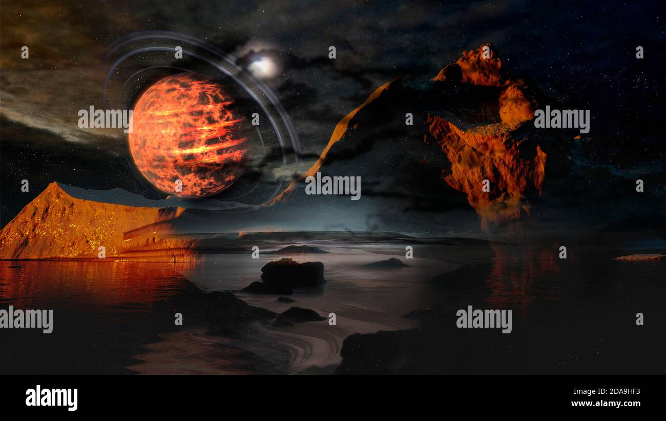 Alien planet moons mountains hi-res stock photography and images - Alamy