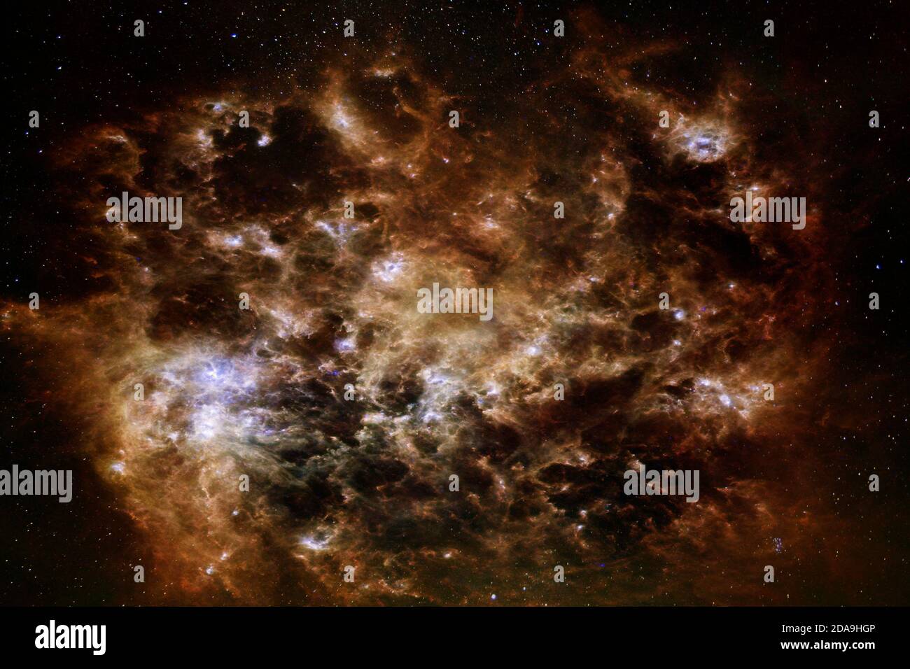 Fiery explosion in outes space with galaxy nebula background. Elements ...