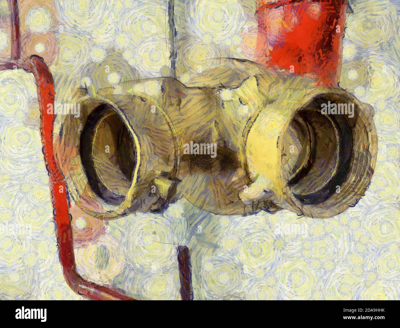 Red fire extinguisher valve and hose Illustrations creates an ...