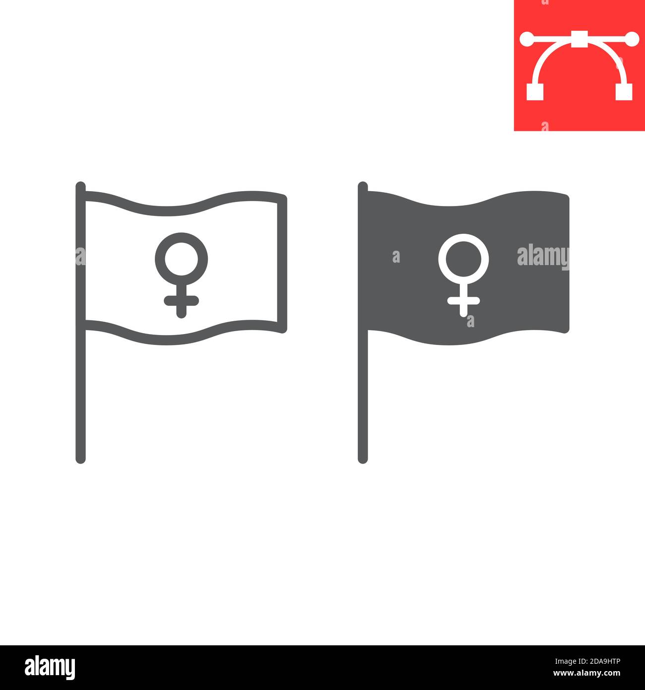 Feminism flag line and glyph icon, sexism and feminism, women rights ...