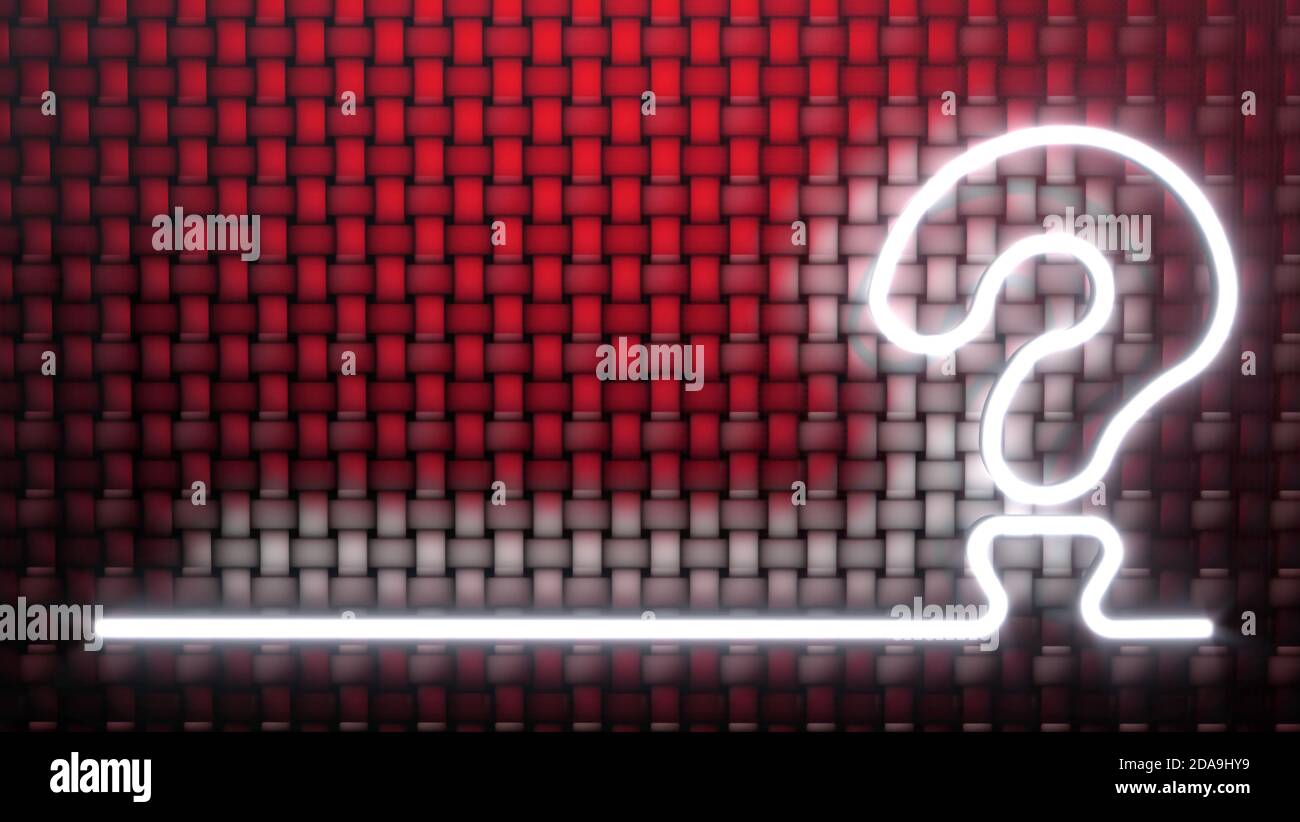 Question mark icon of white light isolated on special red interlaced ...