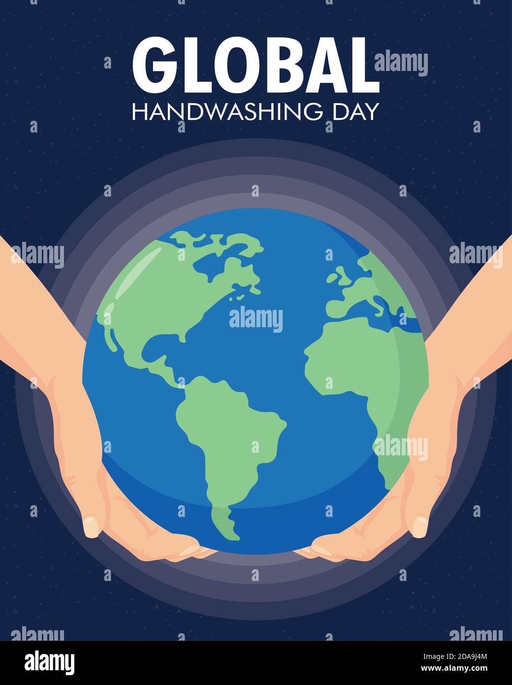 Global Handwashing Day Campaign With Hands Lifting Earth Planet Vector
