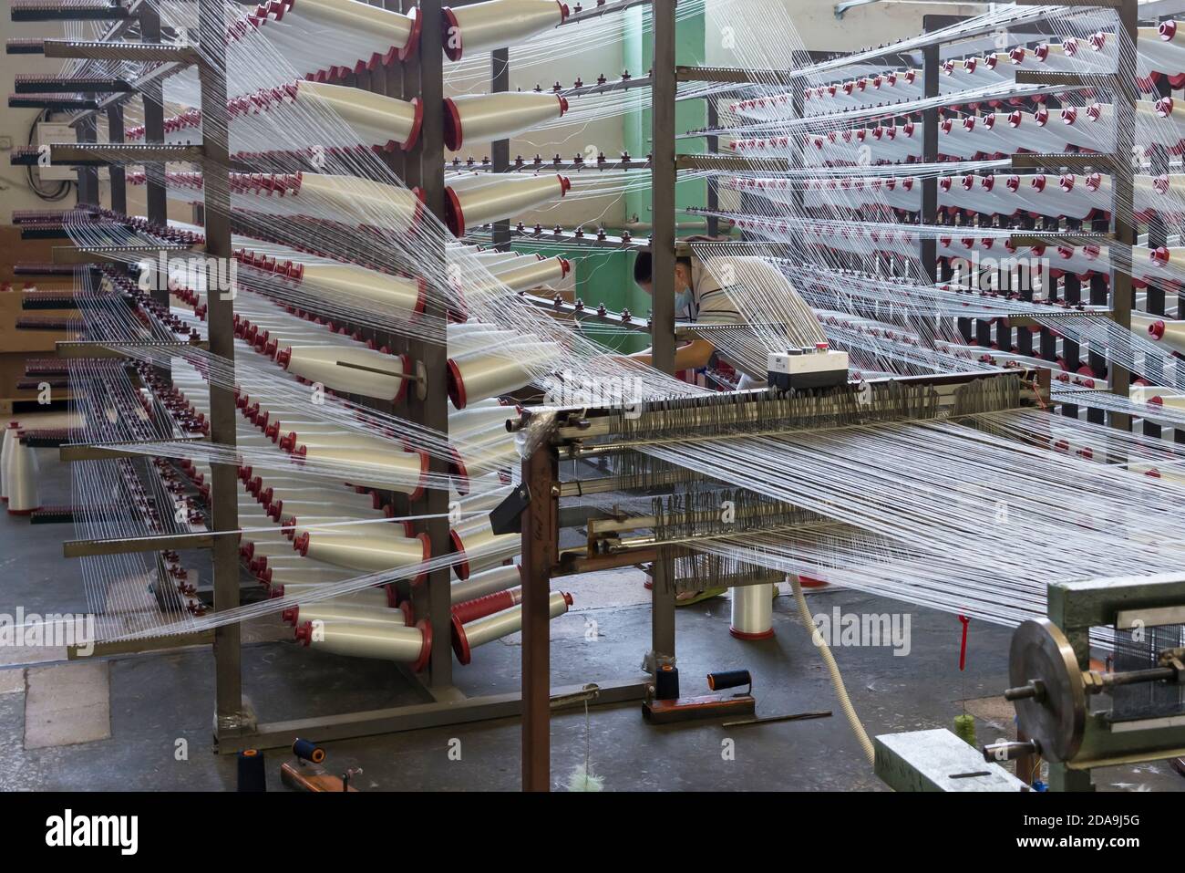 Photo of polyethylene filament production at the plant, automated work ...