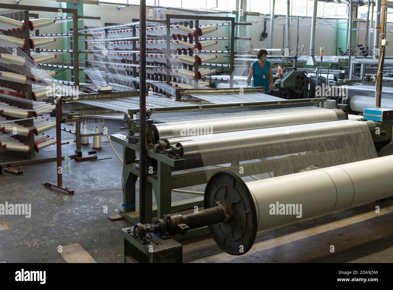 Workers in the plant for the production of polyethylene during the ...