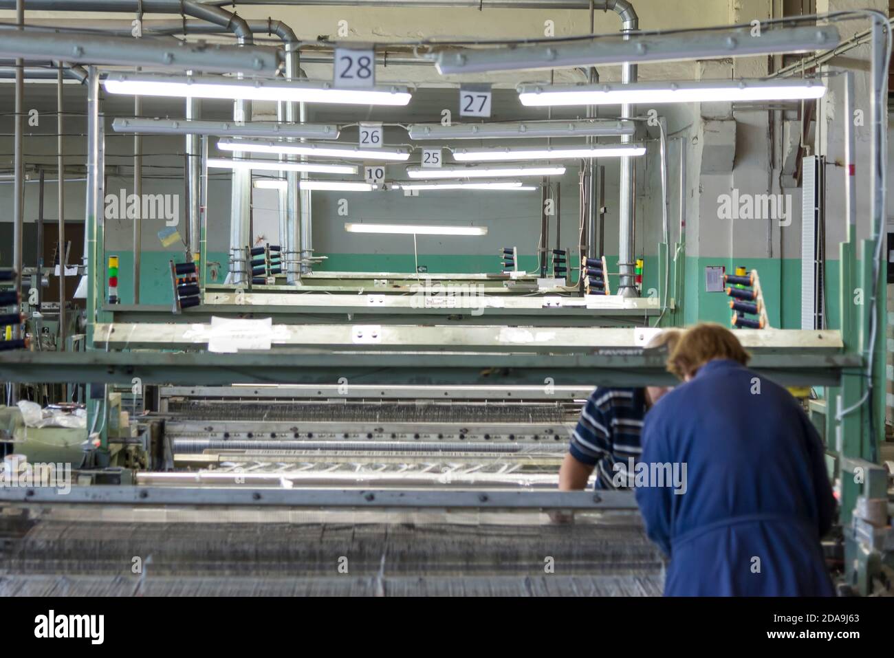 Workers in the plant for the production of polyethylene during the ...