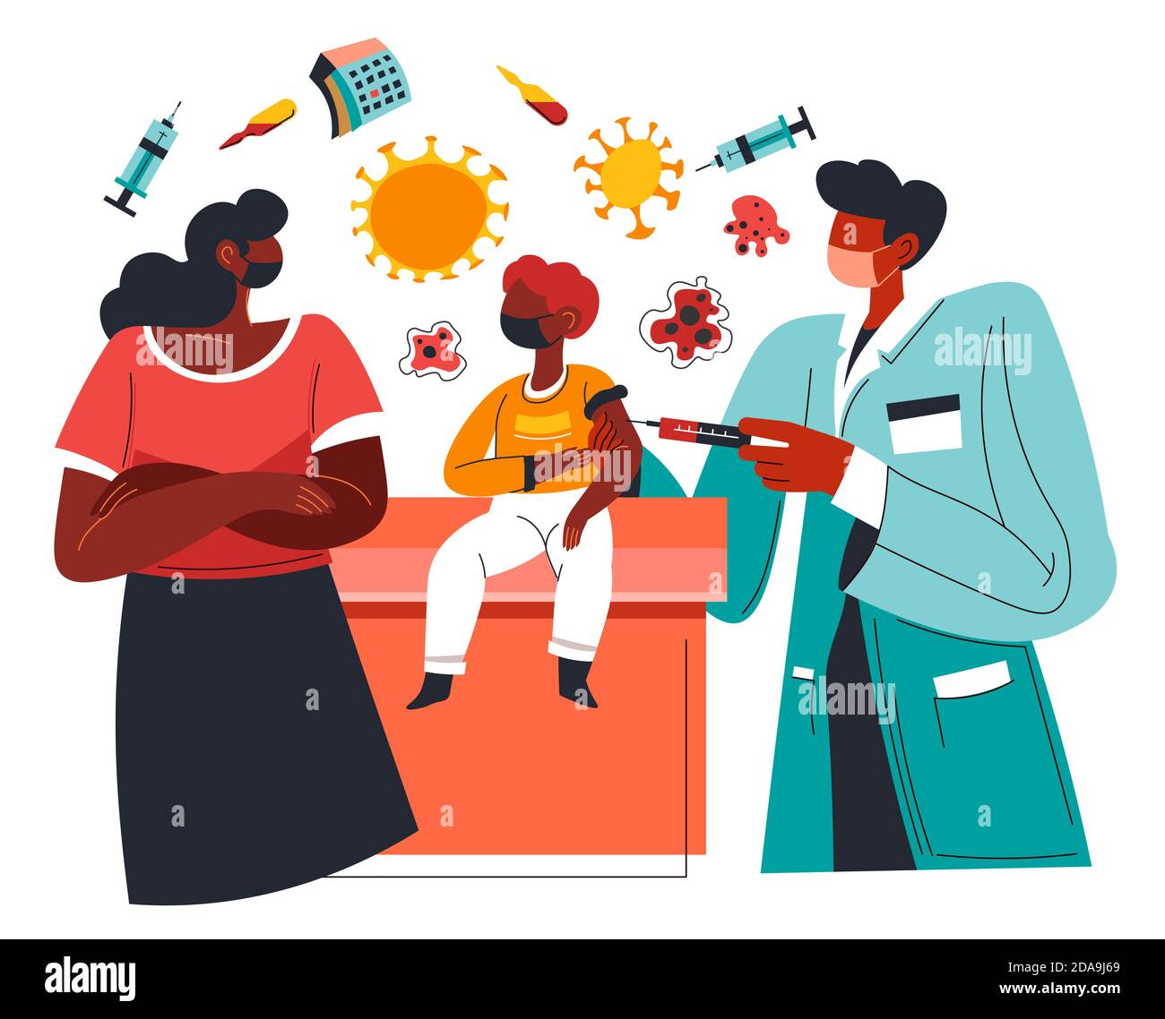 Mother and kid getting vaccine from covid vector Stock Vector Image ...