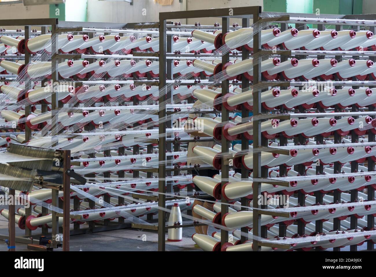Photo of polyethylene filament production at the plant, automated work ...