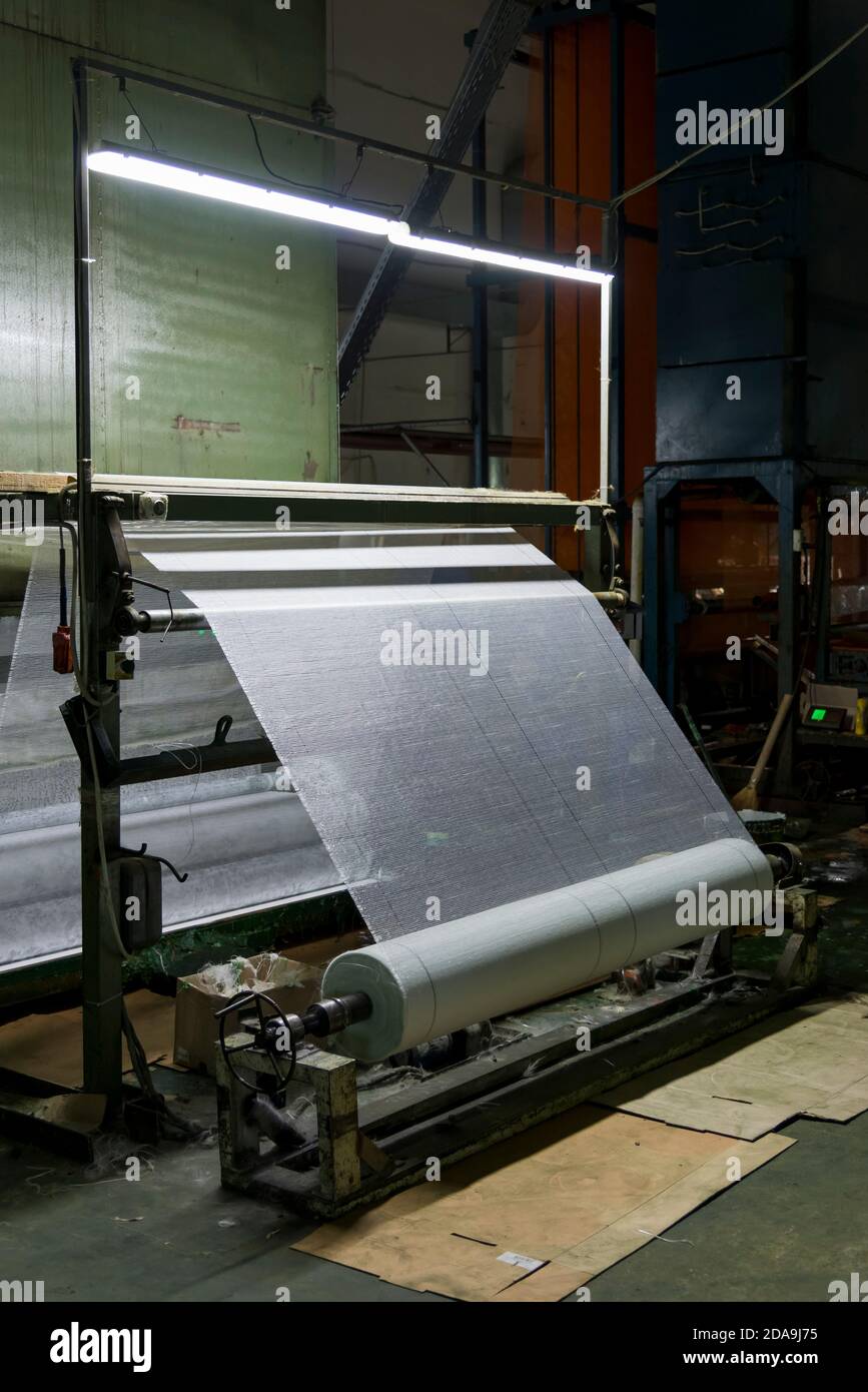 Photo of polyethylene filament production at the plant, automated work ...