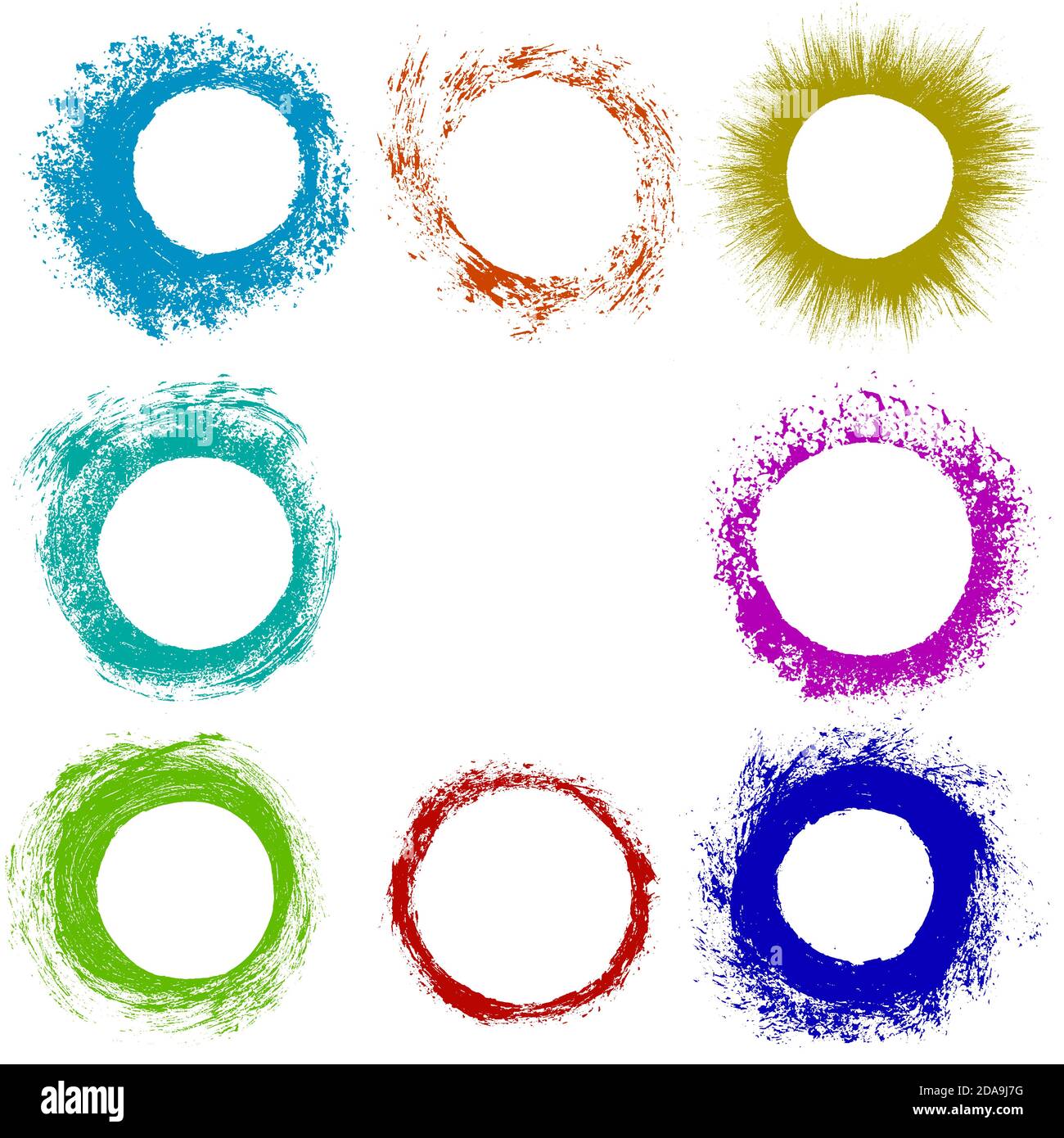 Set of grunge circles. Damage round grunge shape silhouette. Circle ...