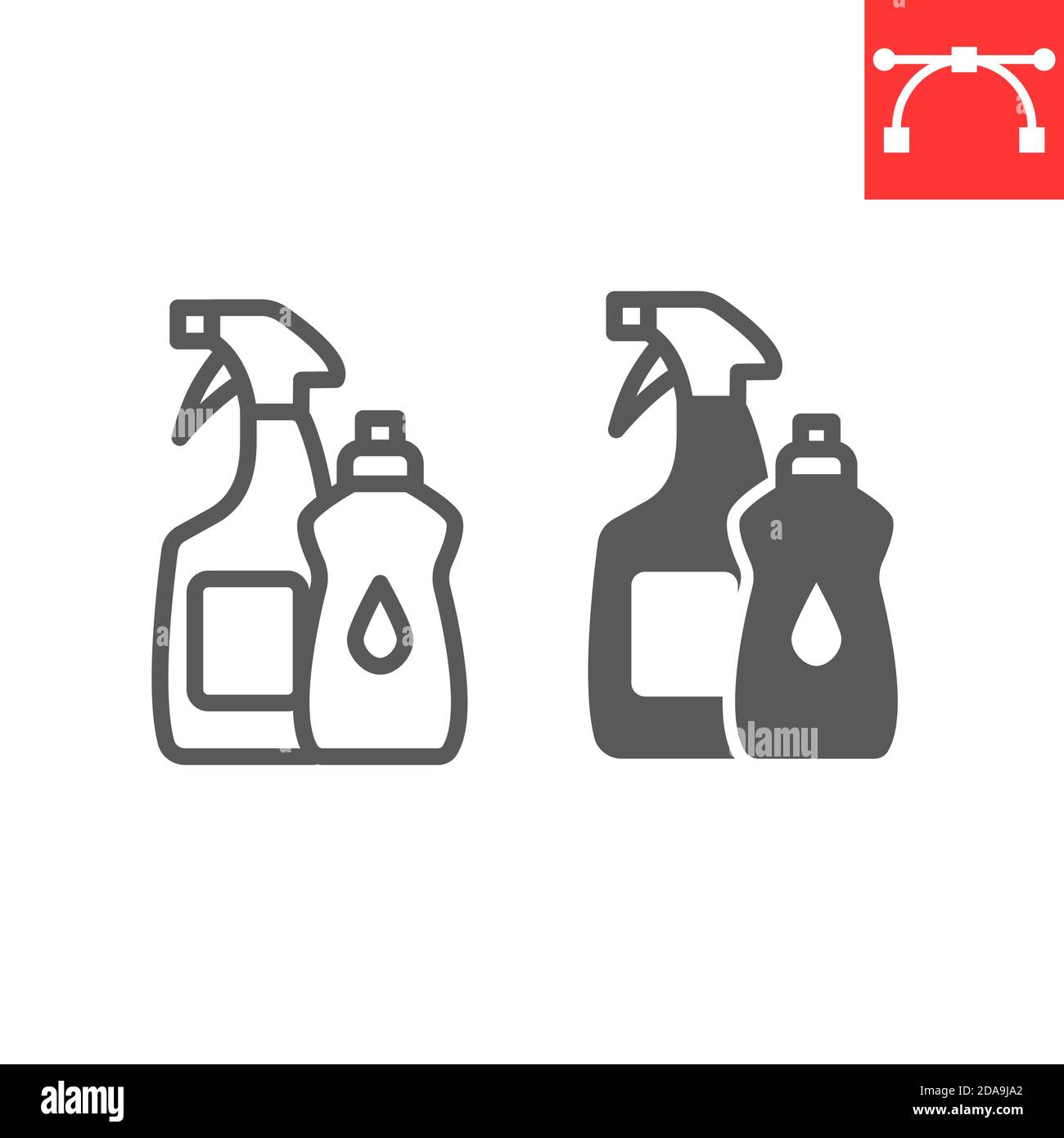 Cleaning products line and glyph icon, hygiene and chemical, household ...
