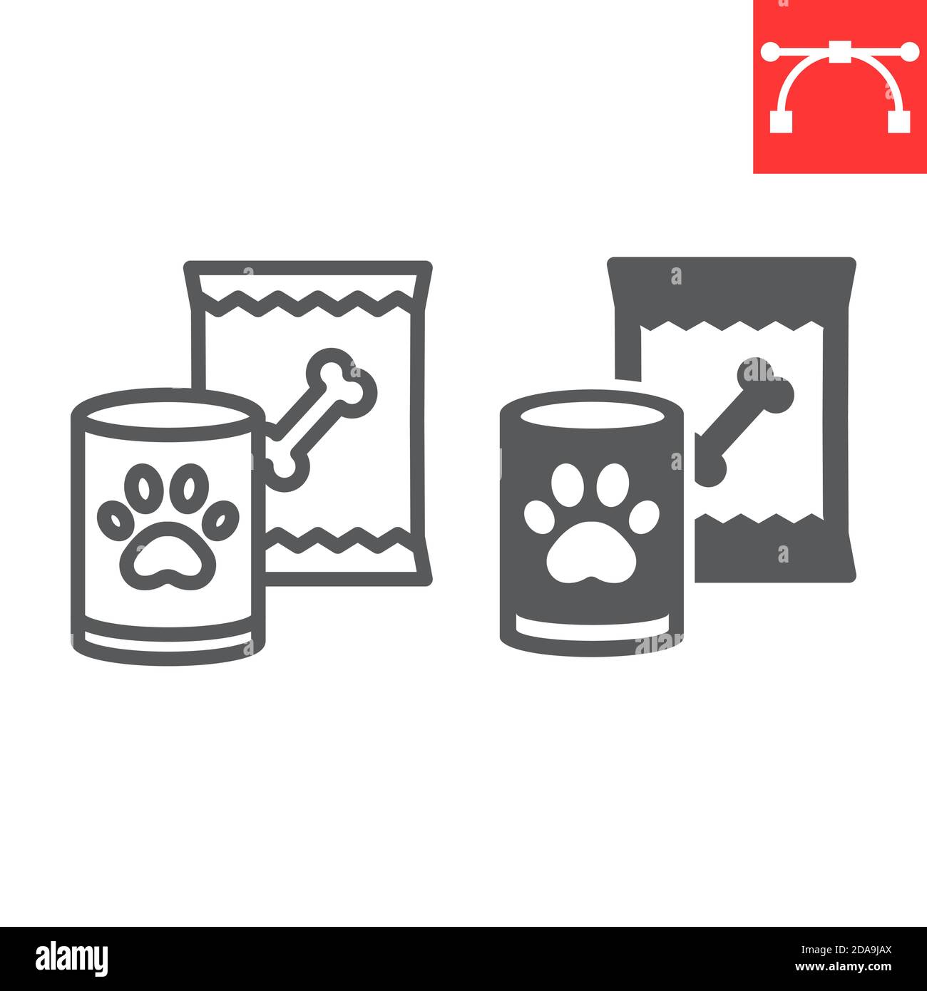 Pet food line and glyph icon, tin can and meal, dog food sign vector ...