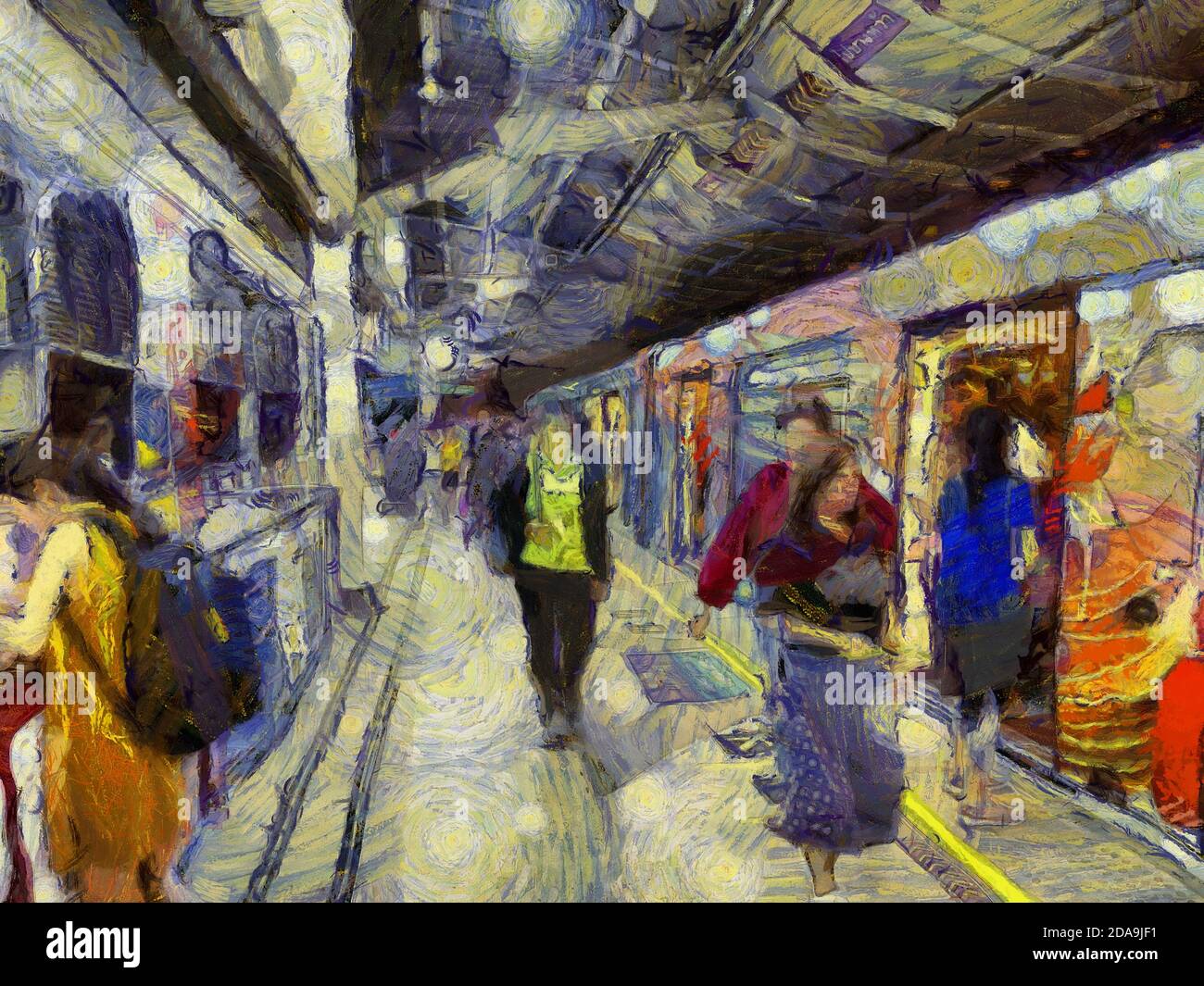 Landscape of the sky train station at night Illustrations creates an ...