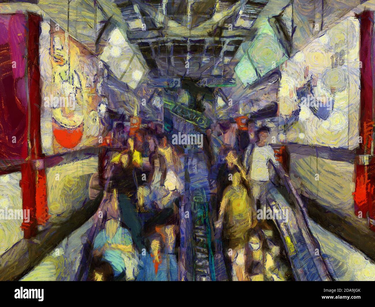 Landscape of the sky train station at night Illustrations creates an ...