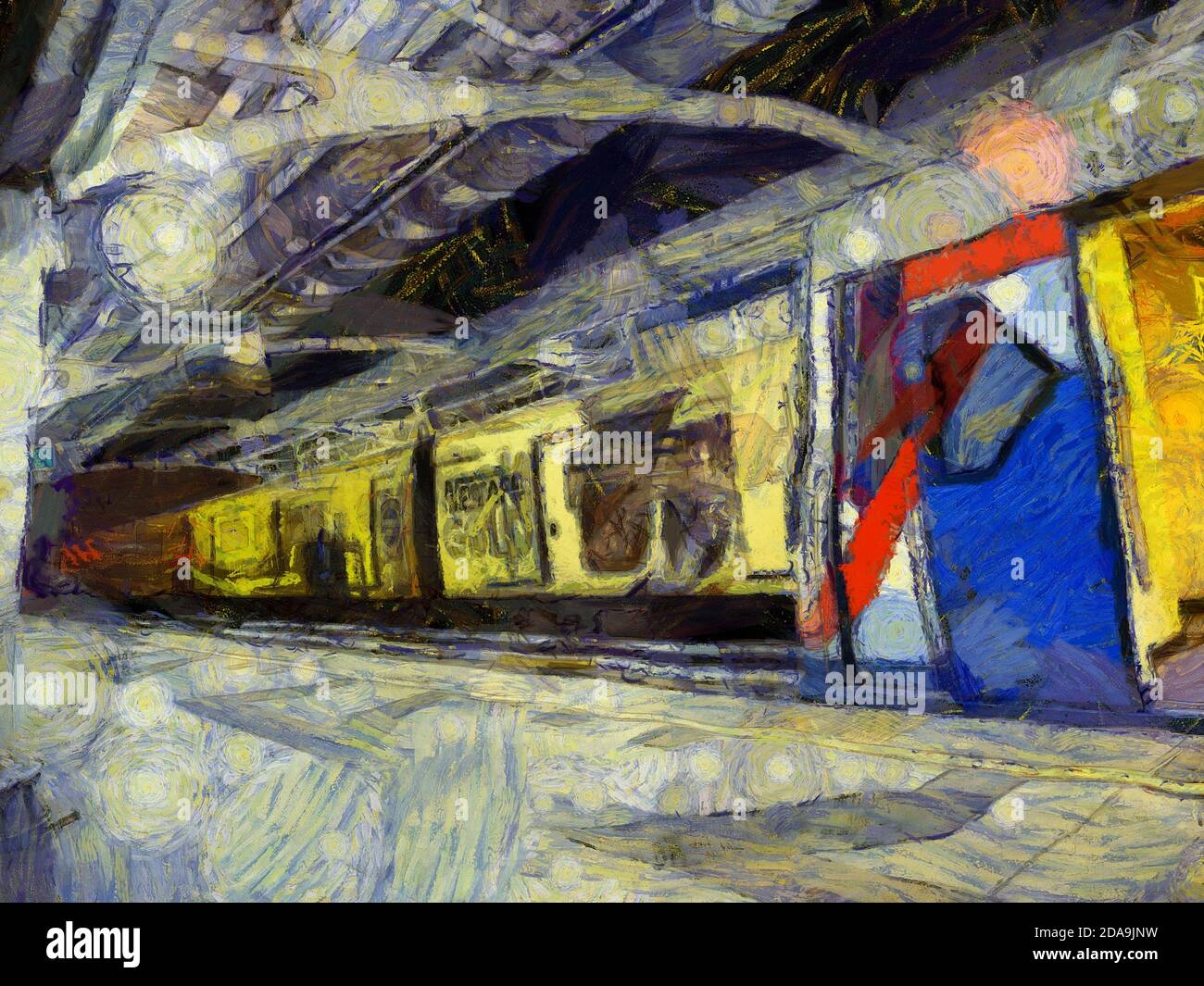Landscape of the sky train station at night Illustrations creates an ...
