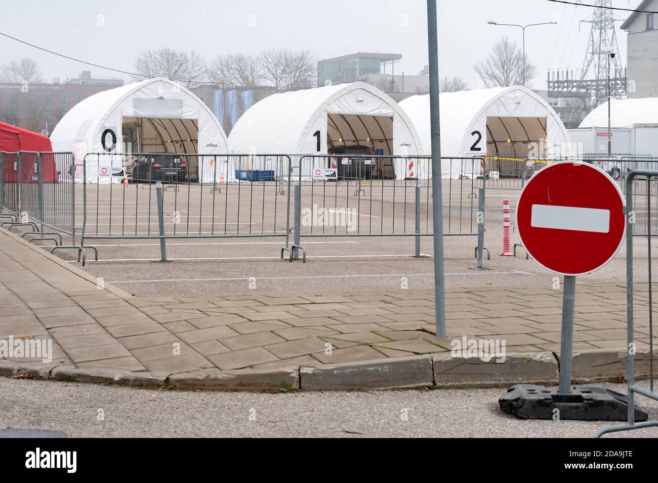 Mobile testing station white tents for swab test during Coronavirus or ...