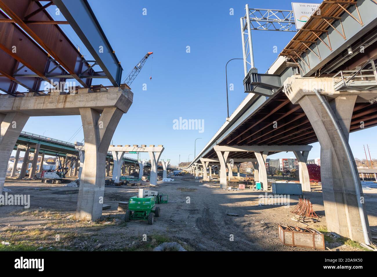 Partially completed I-74 replacement bridge in Bettendorf, Iowa Stock ...