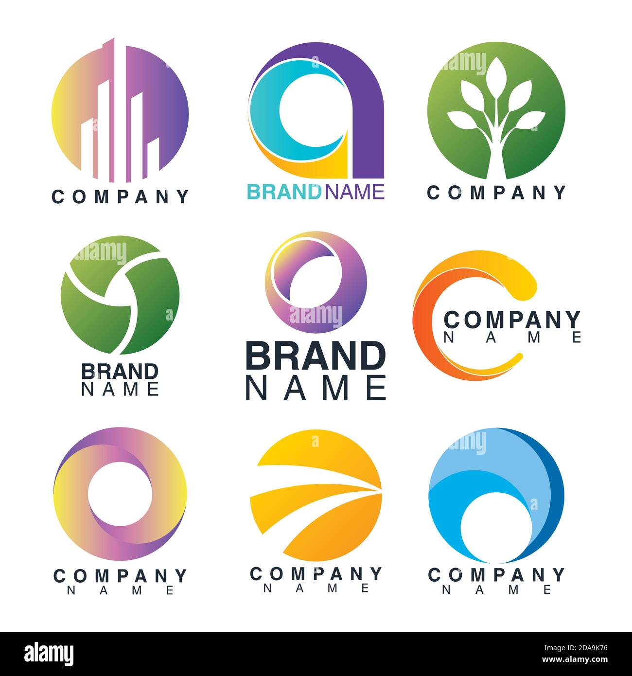 bundle of nine set brand company emblems vector illustration design ...