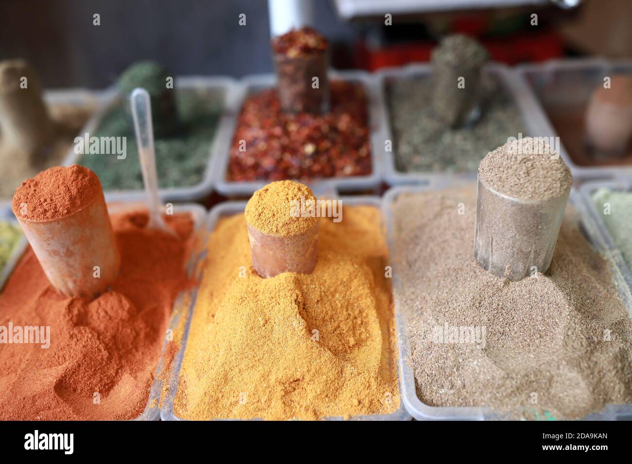 Georgian spices on market counter, Tbilisi, Georgia Stock Photo - Alamy
