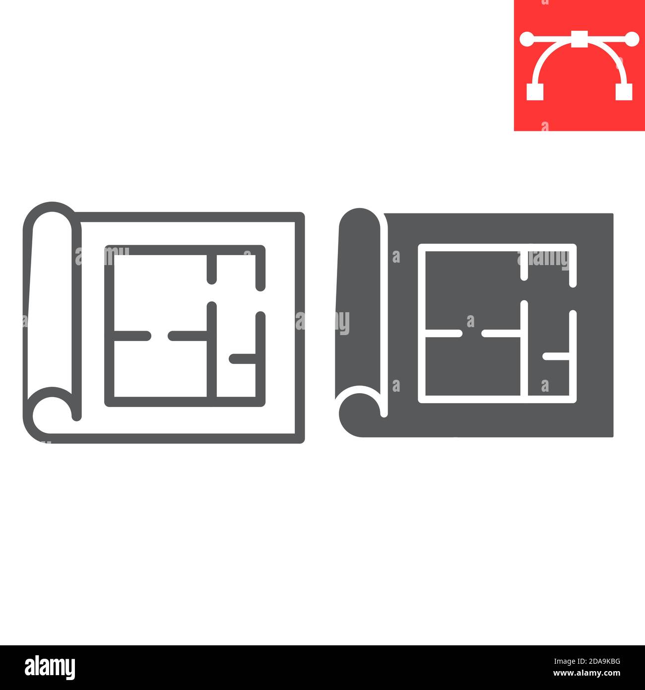 Floor plan line and glyph icon, architecture and blueprint, house plan ...