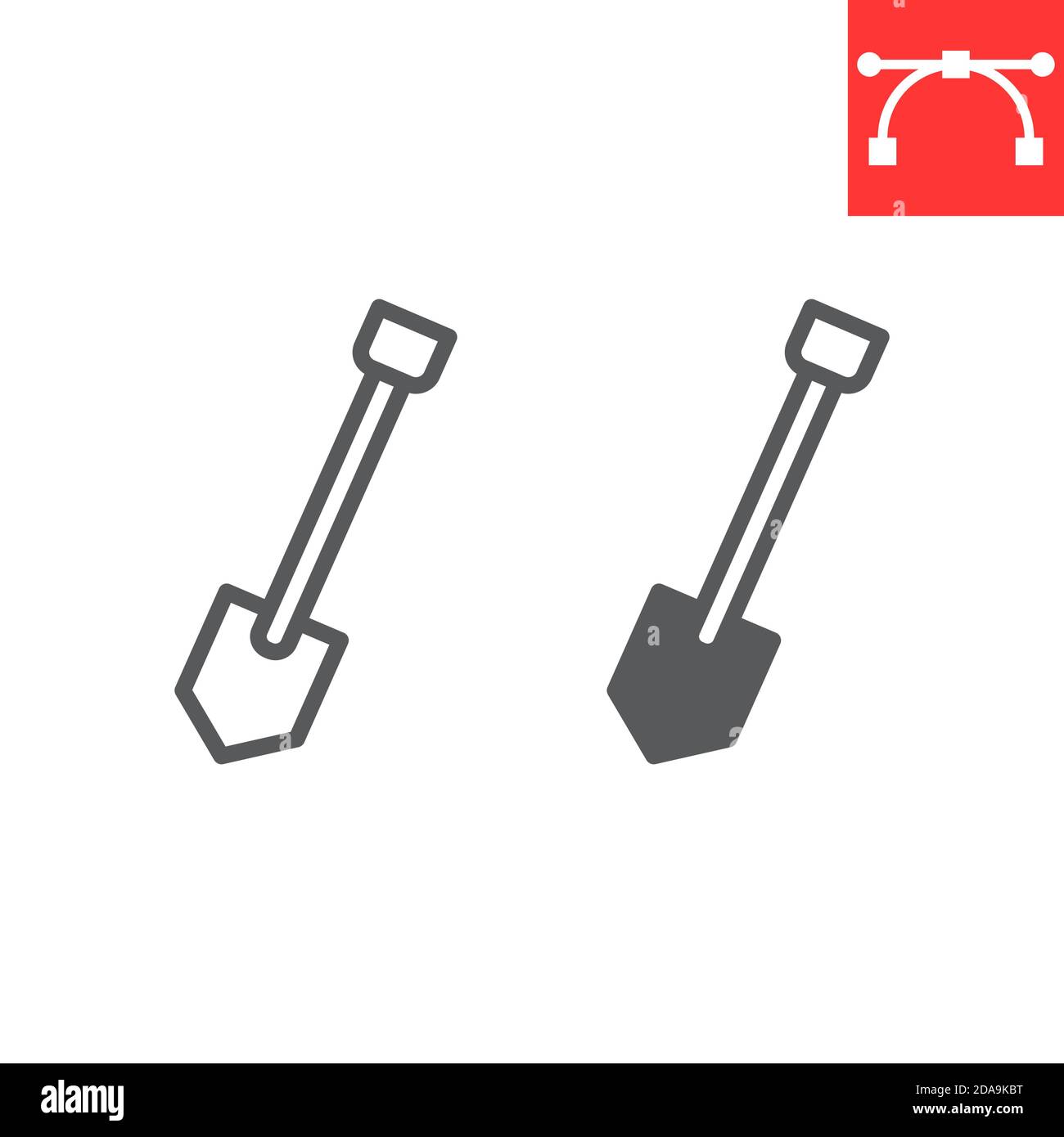 Shovel line and glyph icon, construction and agriculture, shovel sign ...
