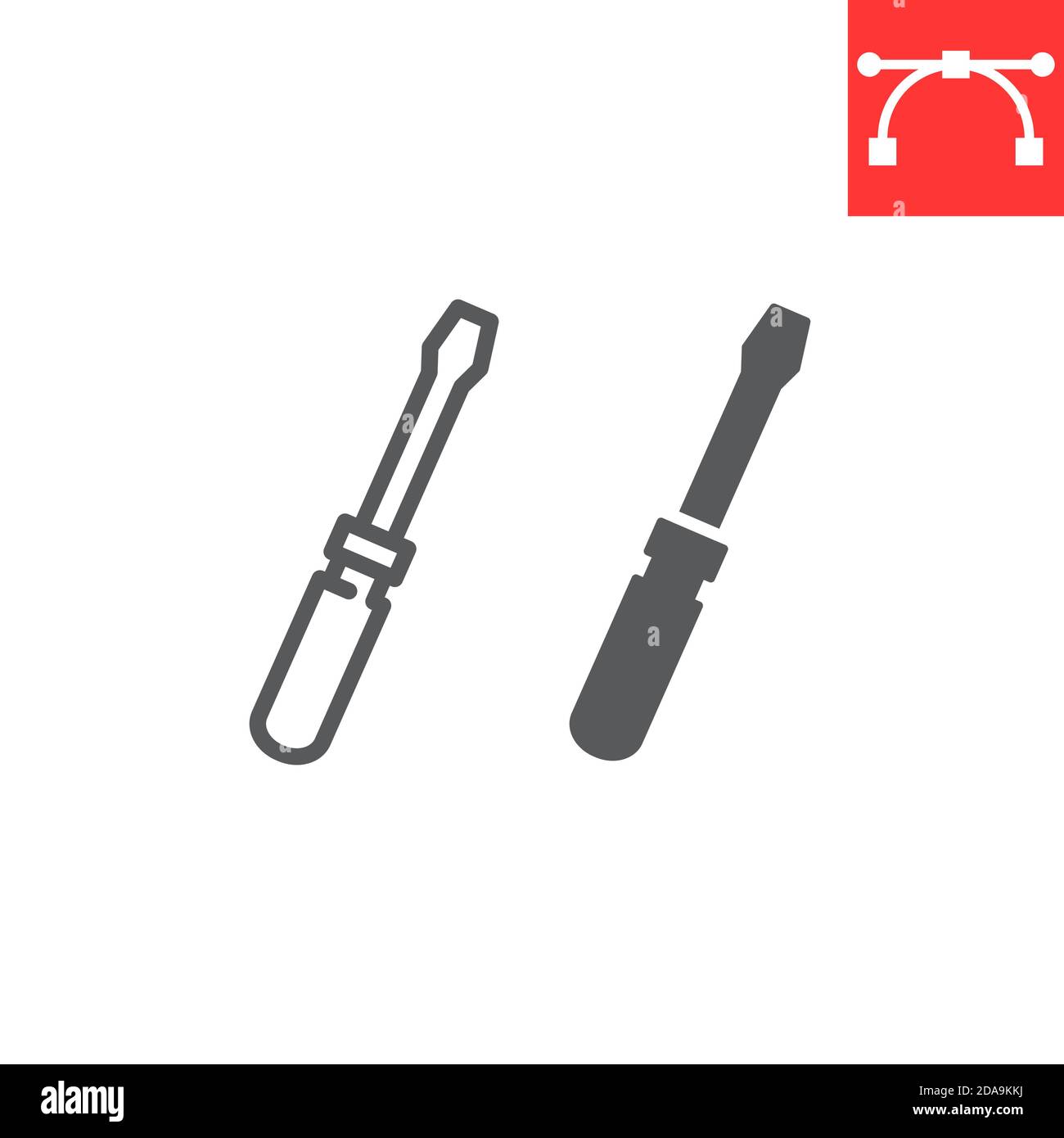 Screwdriver line and glyph icon, construction and tool, service sign ...