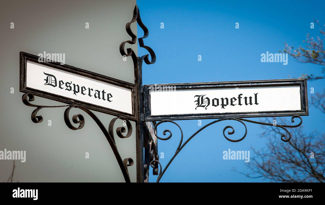 Street Sign the Direction Way to Hopeful versus Desperate Stock Photo ...