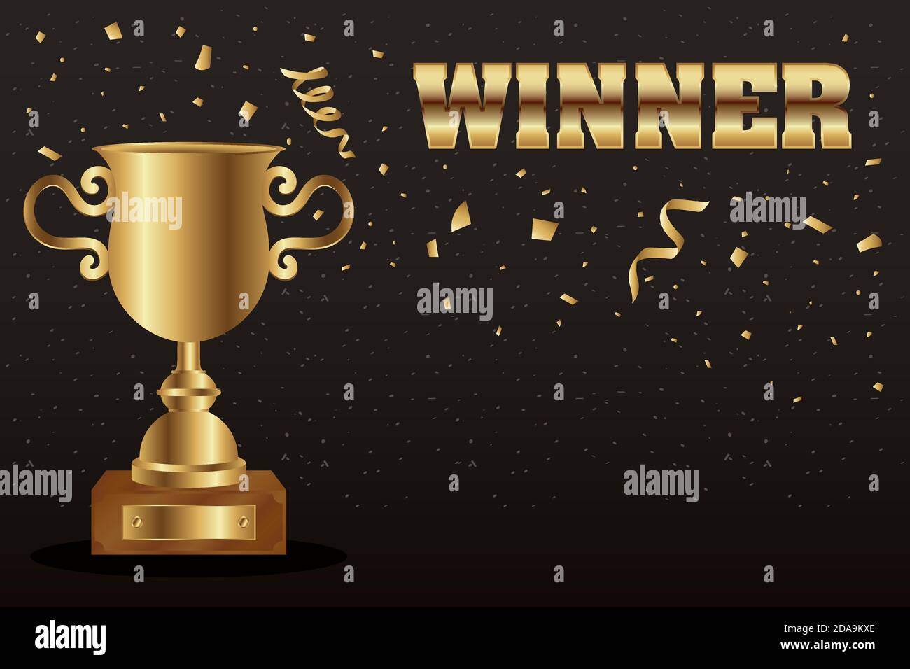 winner trophy cup golden with word vector illustration design Stock ...
