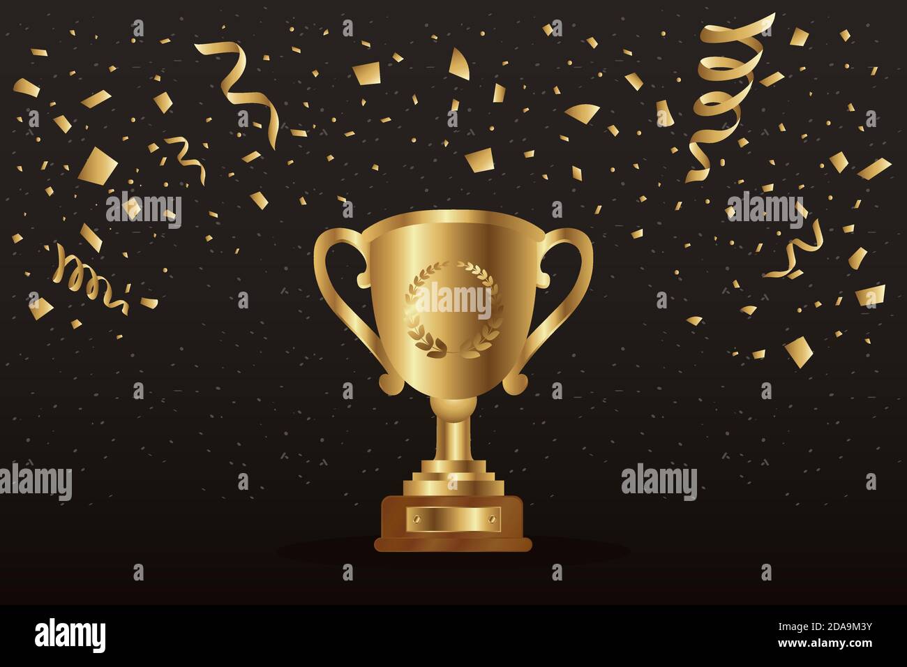 winner trophy cup golden and confetti vector illustration design Stock ...