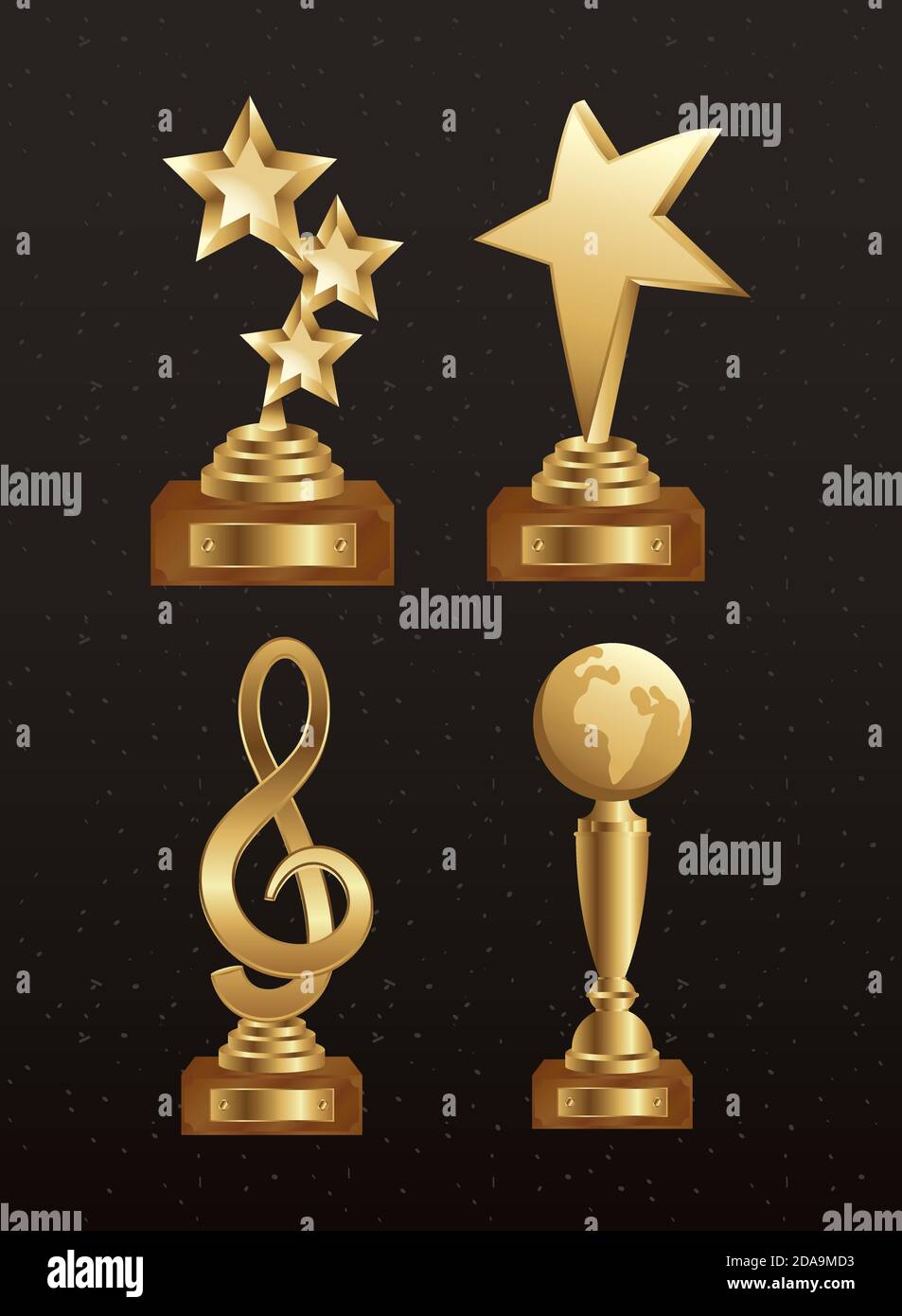 winner four trophies golden icons vector illustration design Stock ...