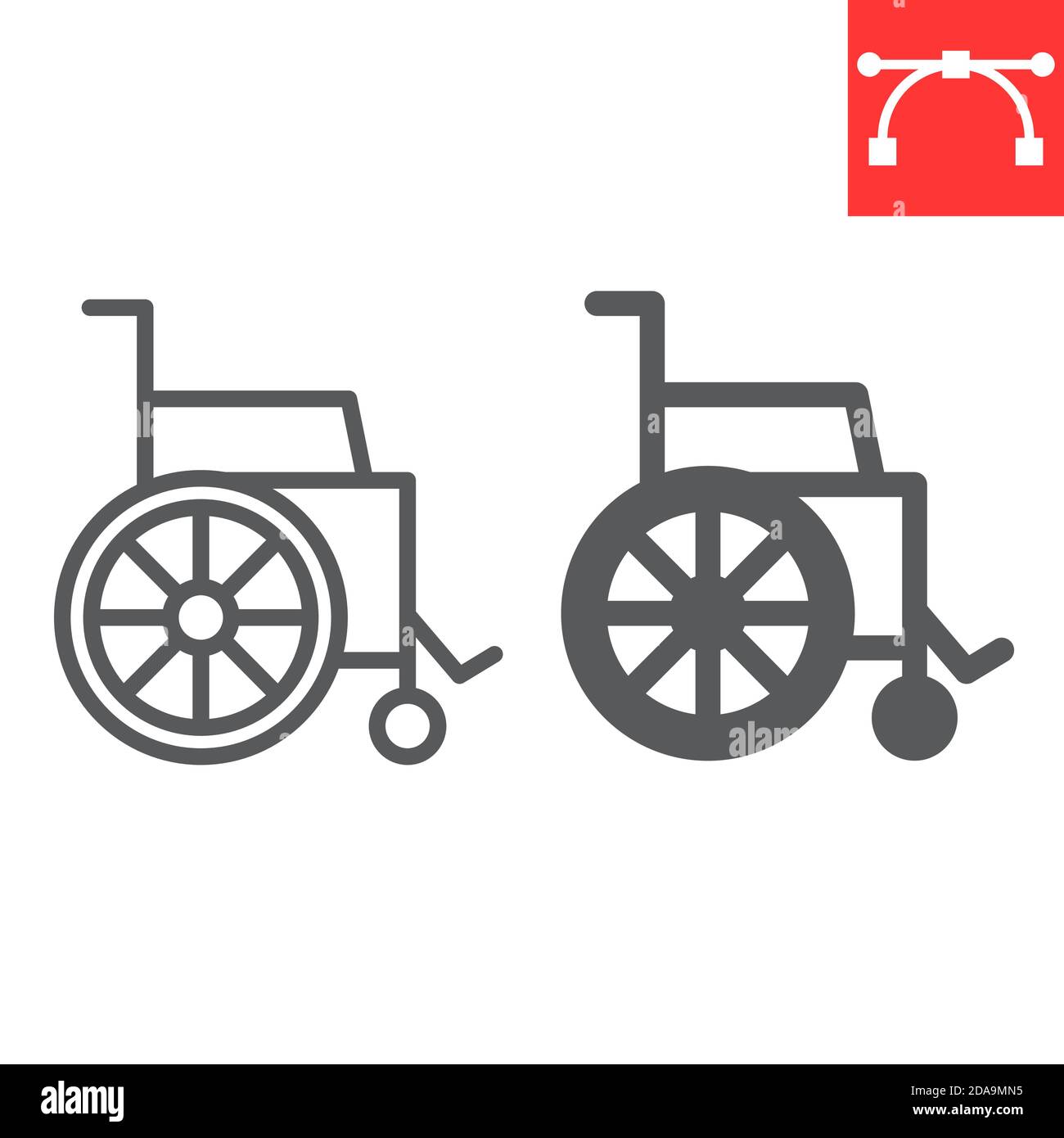 Wheelchair line and glyph icon, disability and handicapped, wheelchair ...