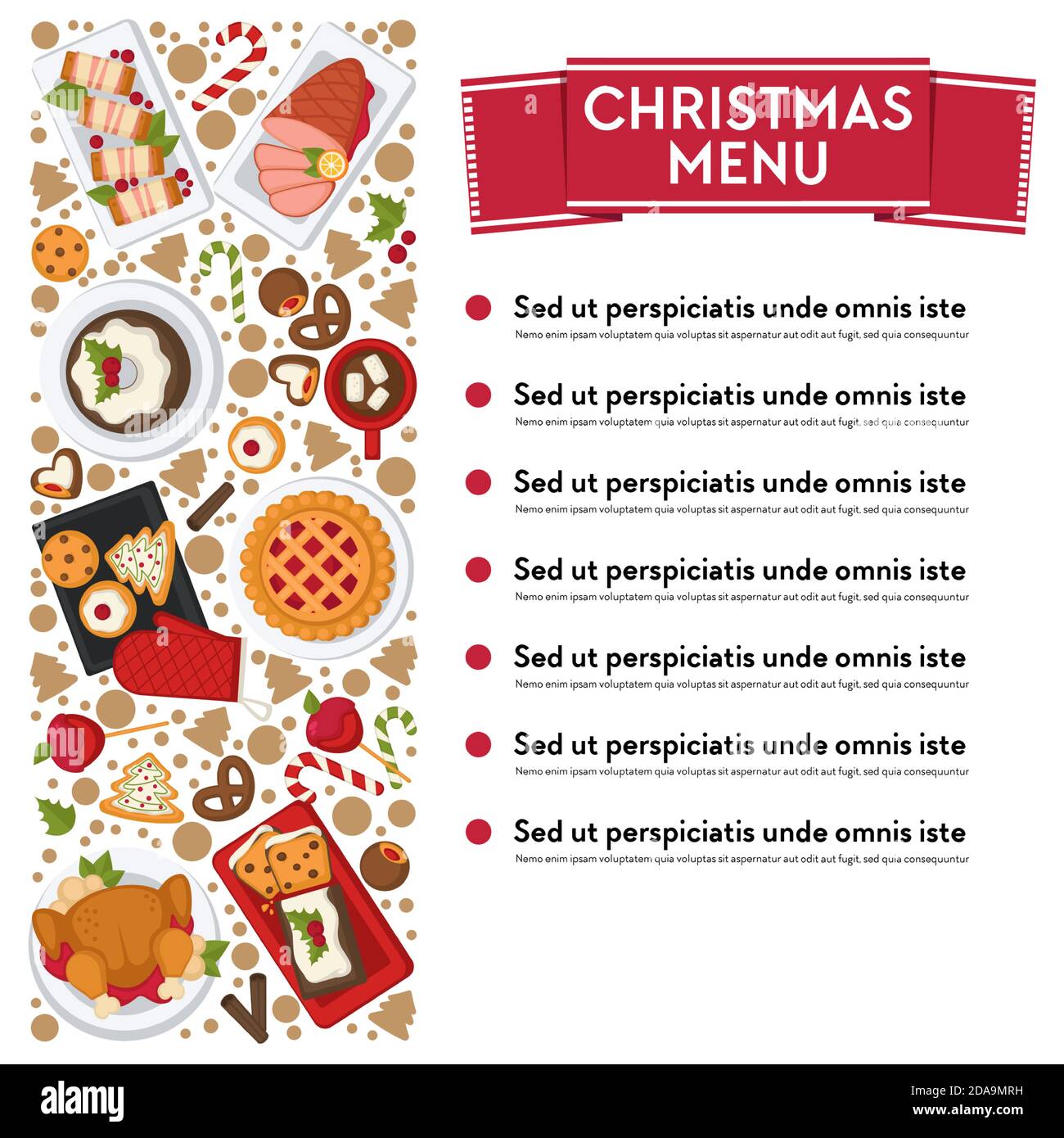 Christmas menu with dishes and ingredients vector Stock Vector Image ...