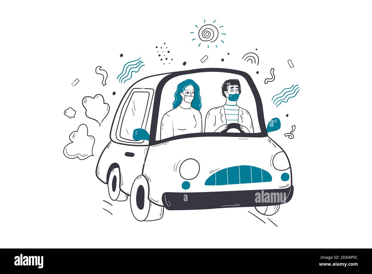 Family inside car driving Cut Out Stock Images & Pictures - Alamy