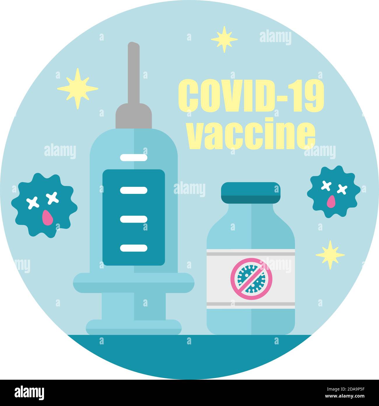 Covid-19 (coronavirus) vaccine round banner illustration Stock Vector ...