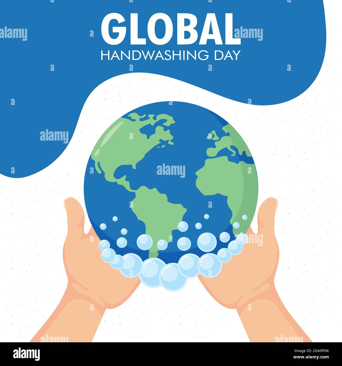 global handwashing day campaign with hands lifting earth planet vector ...