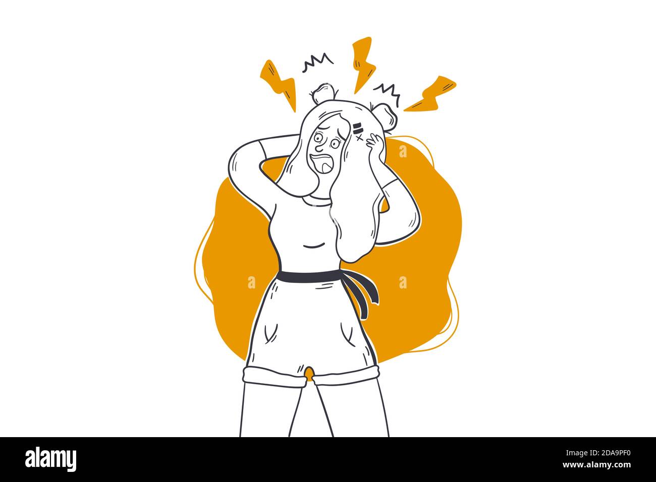 Anxiety, panic, stress concept. Young depressed anxious frustrated woman with nervous problem ...