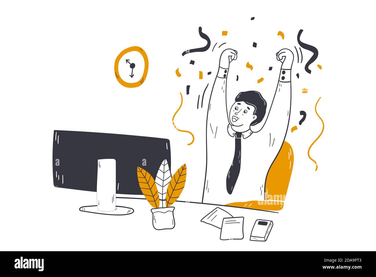 Business, success, goal achievement concept. Happy young businessman ...