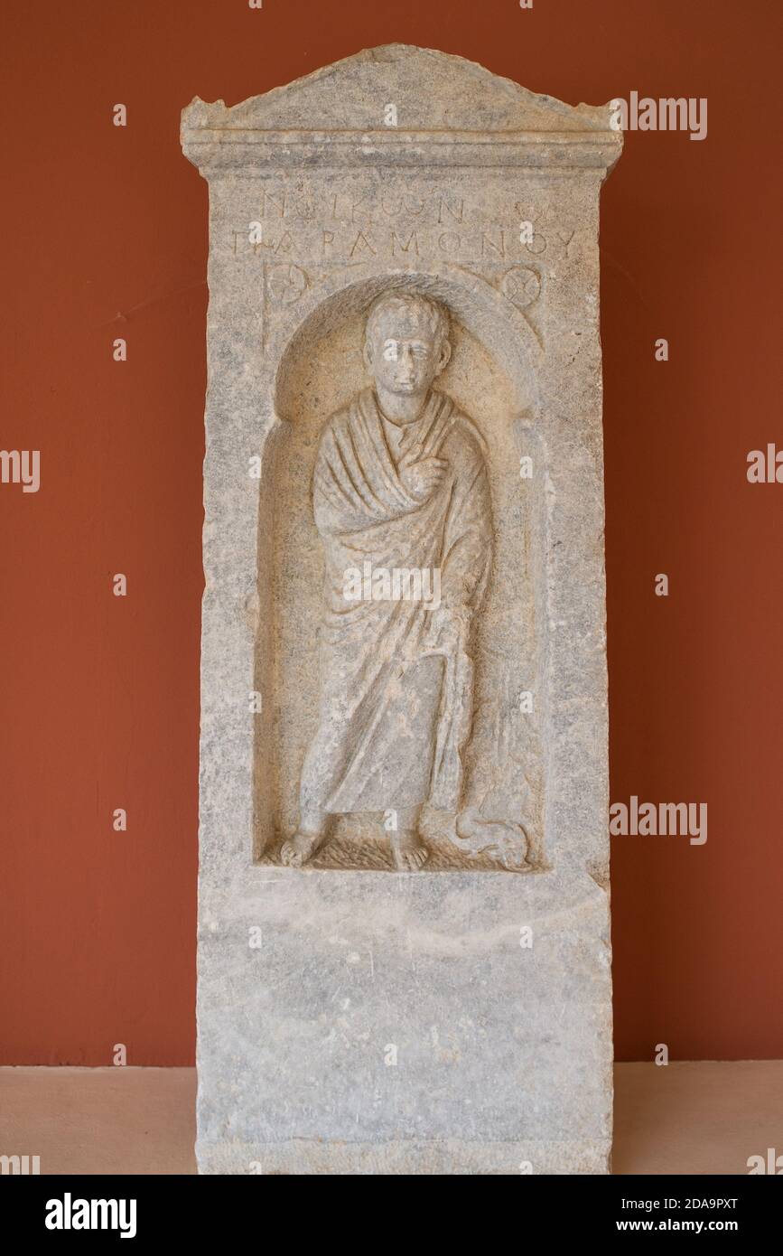 Exhibits of the archeological museum of Eretria Stock Photo - Alamy