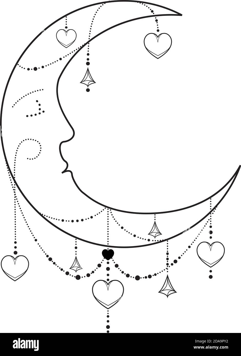 Vector sign moon with hearts and diamonds Stock Vector Image & Art - Alamy