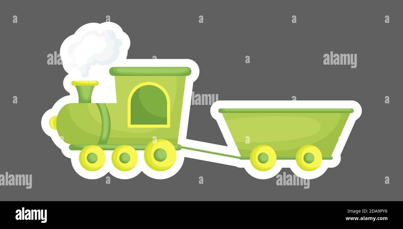 Cartoon green train for design of notebook, cards, invitation. Cute ...