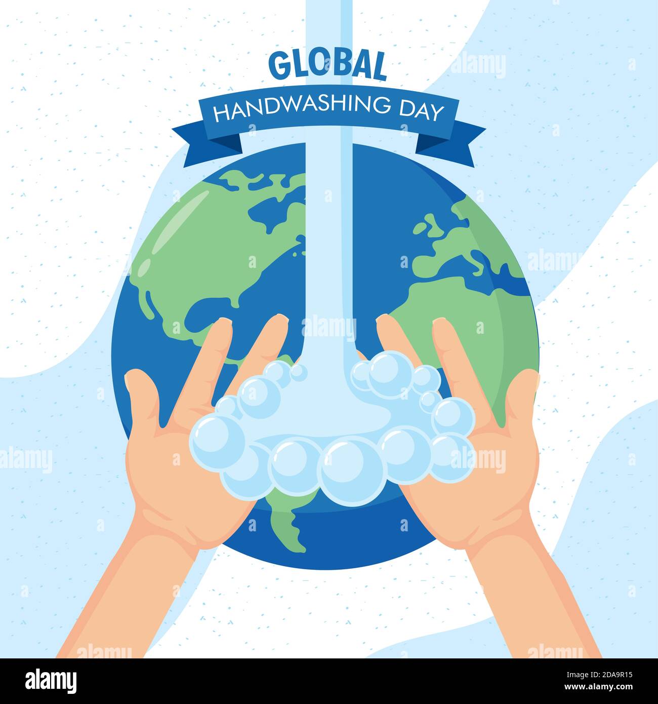 global handwashing day campaign with water and earth planet vector ...