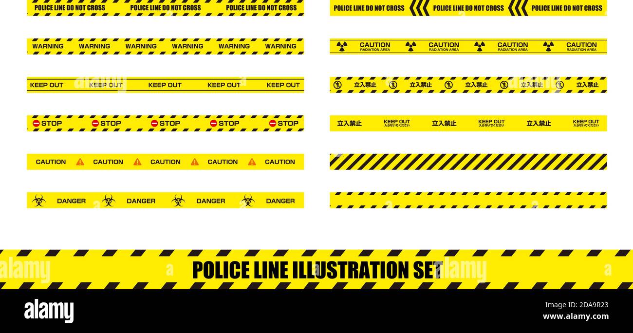 Police line ( warning tape ) flat vector illustration set Stock Vector ...