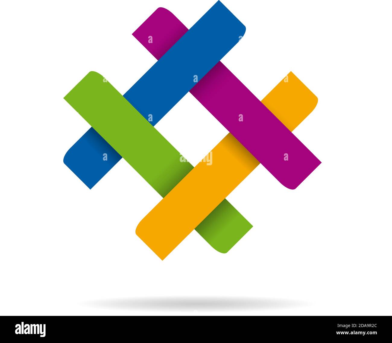 Vector abstract sign concept of synergy and teamwork, four colors Stock ...
