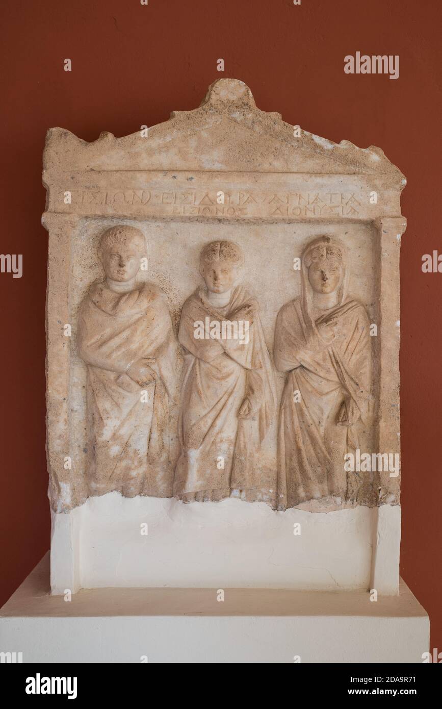 Exhibits of the archeological museum of Eretria Stock Photo - Alamy
