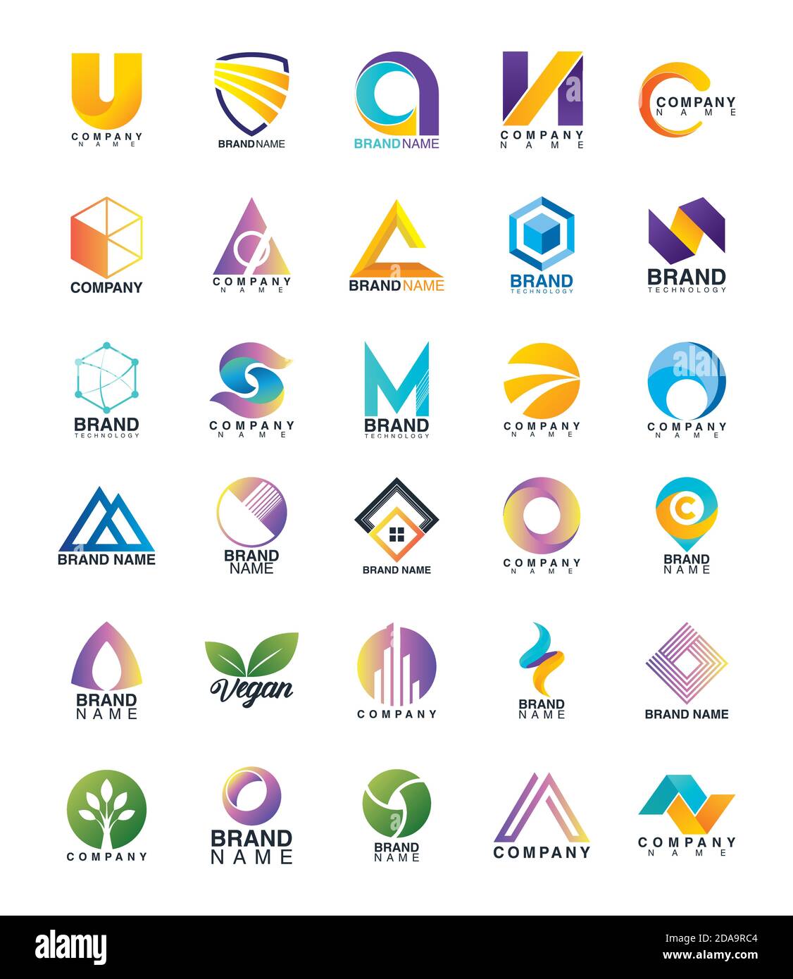 bundle of thirty brand company emblems vector illustration design Stock ...